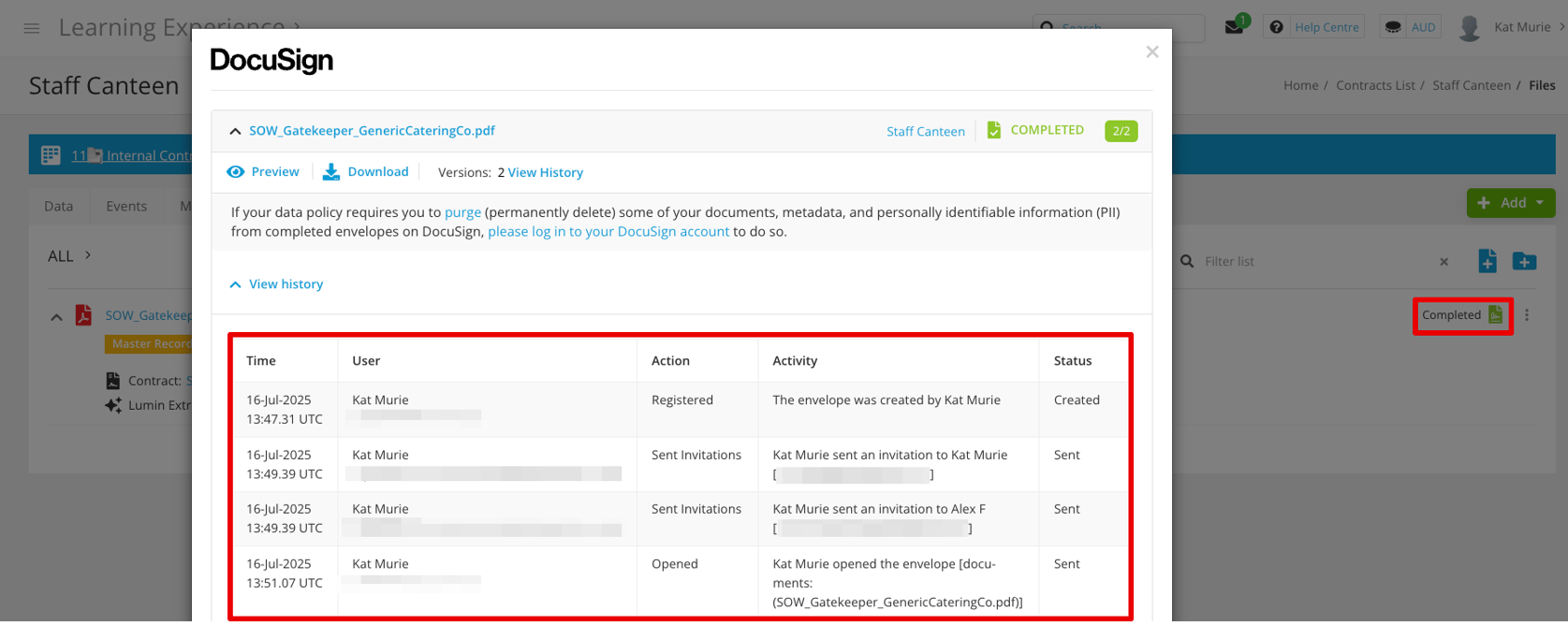 Using DocuSign eSignature within the Gatekeeper Repository